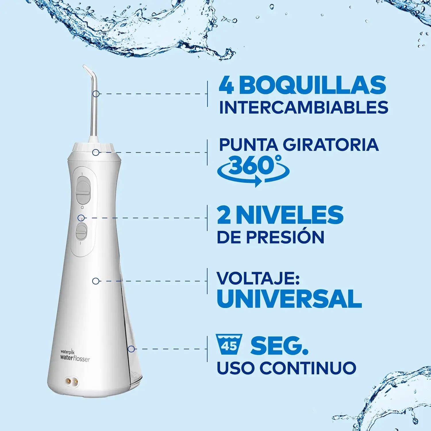 Waterpik Ducha Bucal Cordless Plus Blanca Wp 490 - Farmalife